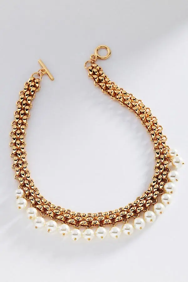 Anthropologie Pearl-drop Necklace - Gold