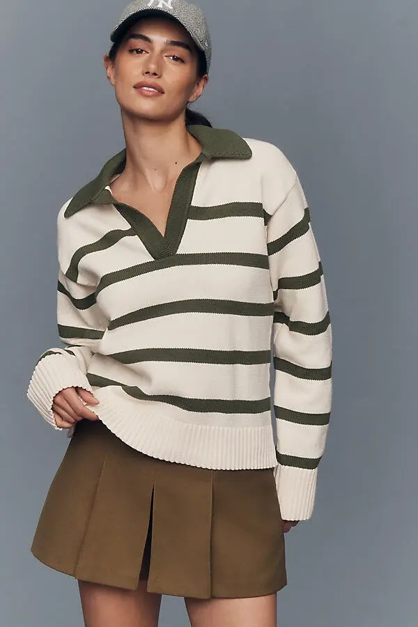 English Factory Collared Striped Sweater