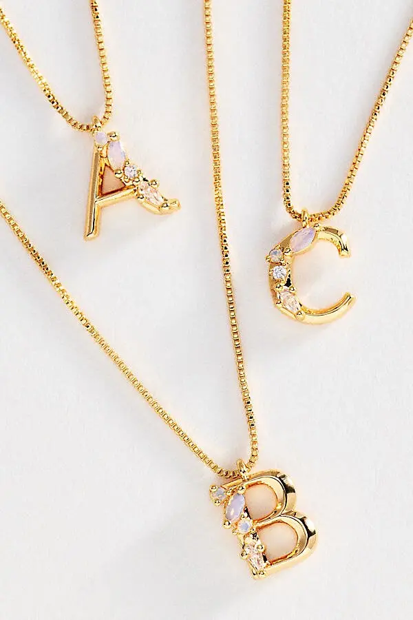 Anthropologie Crystal Monogram Necklace - W