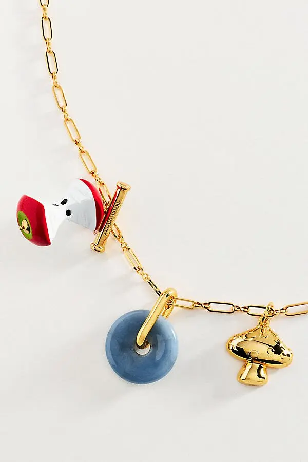 Timeless Pearly Fruity Mushroom Stone Charm Necklace