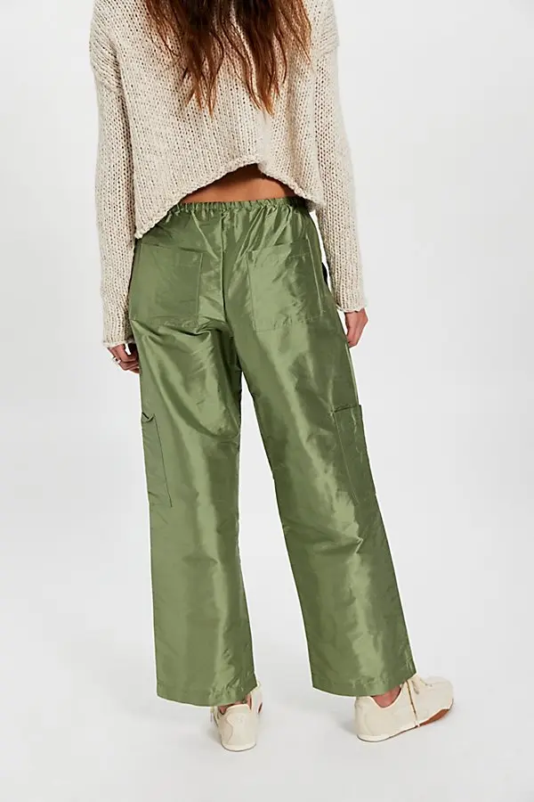 Donni. Taffeta Drawstring Cargo Pants - Oregano