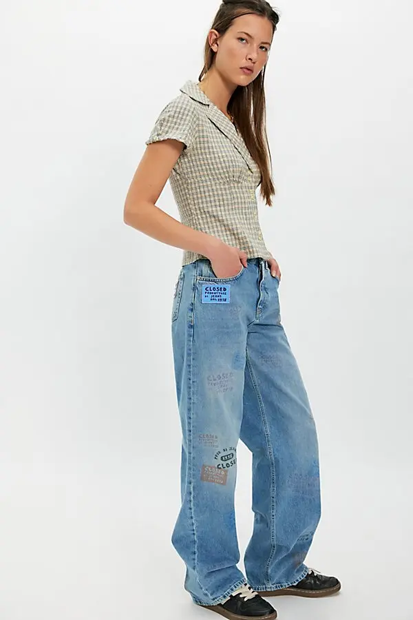 Closed Nikka Patched Wide-leg Jeans - Dark Blue