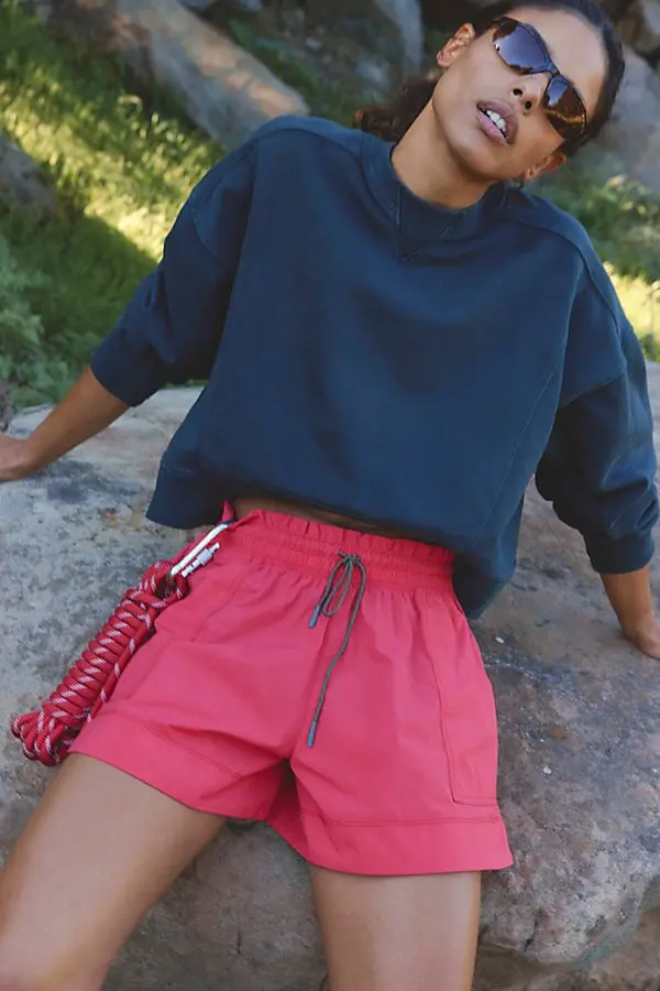 Free People Horizon Hike Relaxed Fit Shorts - Grapefruit Crush