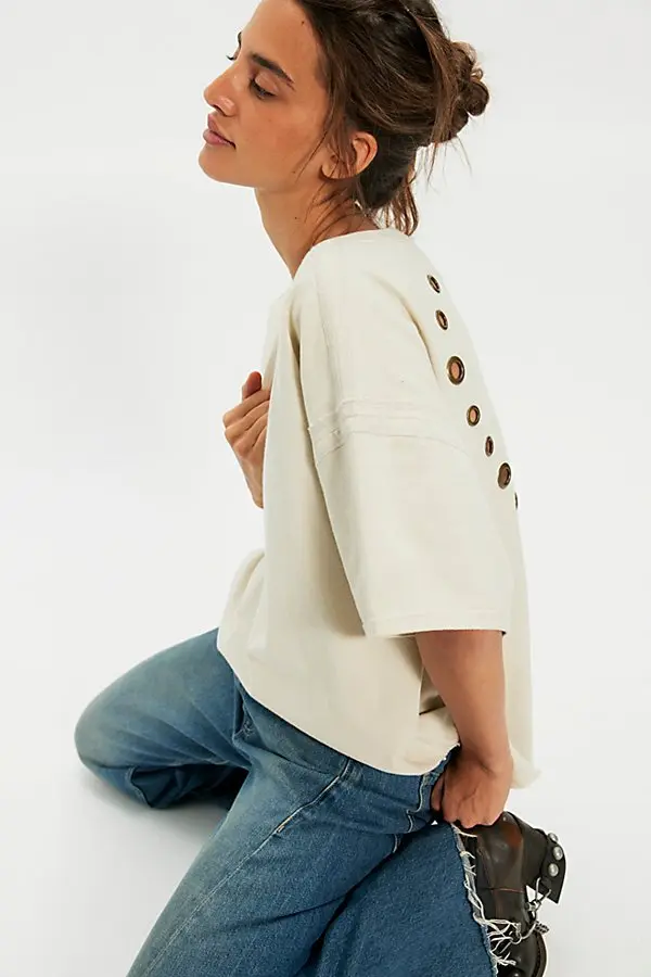 Free People We The Free Oversized Tee With Heart Grommets