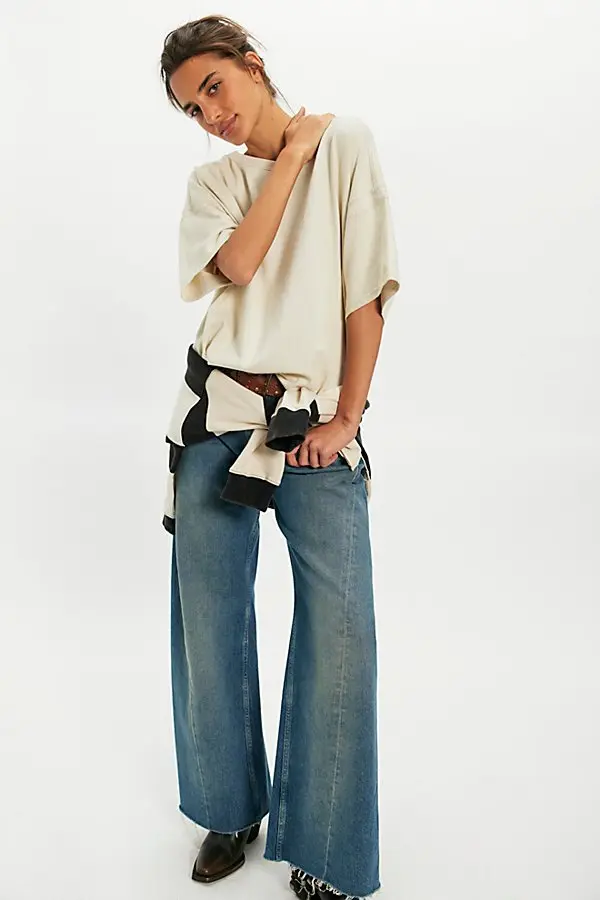Free People We The Free Oversized Tee With Heart Grommets