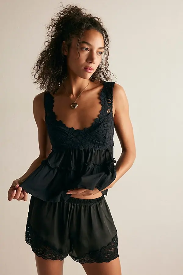 Free People Petal Party Cami - Black