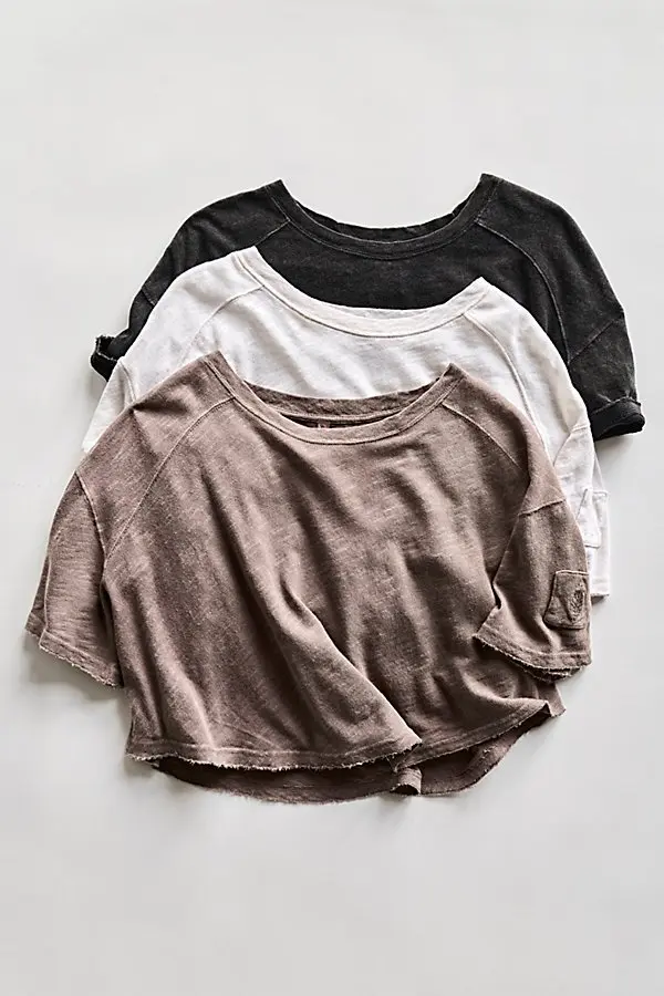 Free People Solani Cotton-linen Tee - Pewter