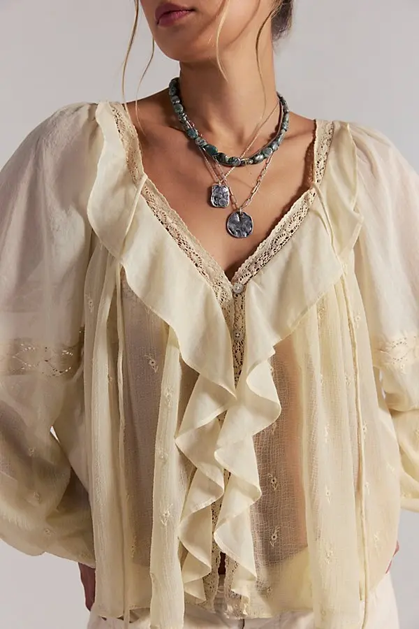 Free People Estelle Chiffon Blouse