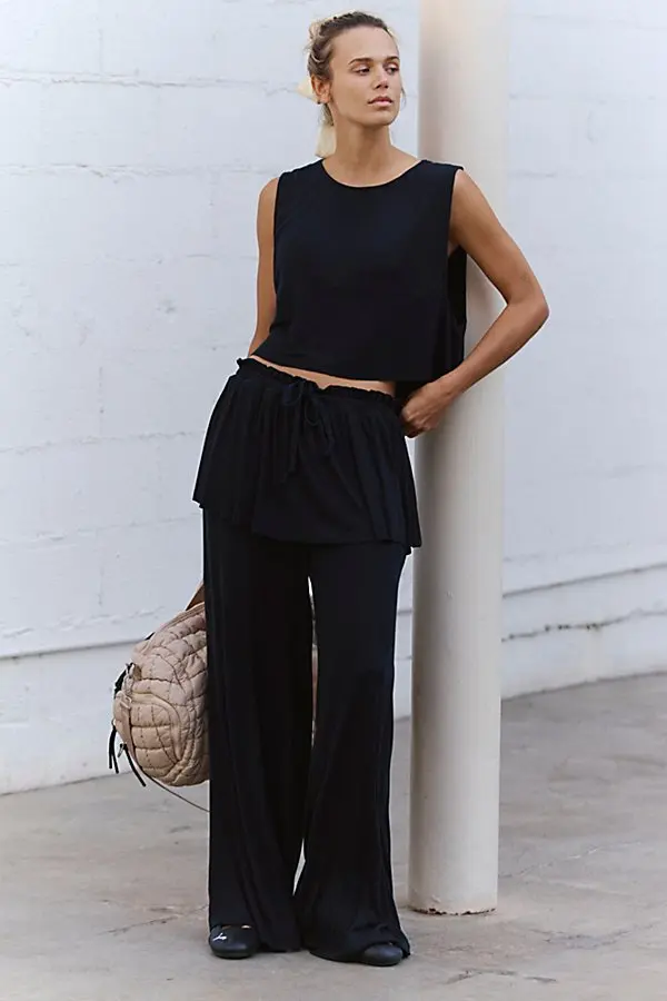 Free People Skirt Set With Tank And Pants - Black