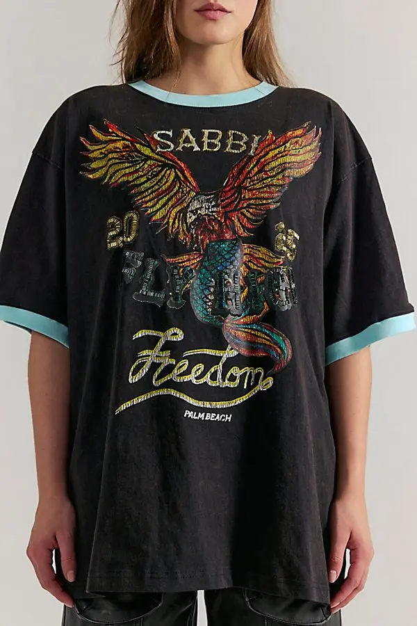 SABBI Freedom Ringer Tee - Black/white