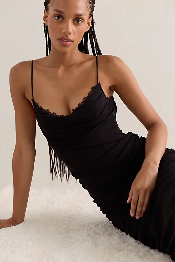 Free People Instant Attraction Midi Slip - Black