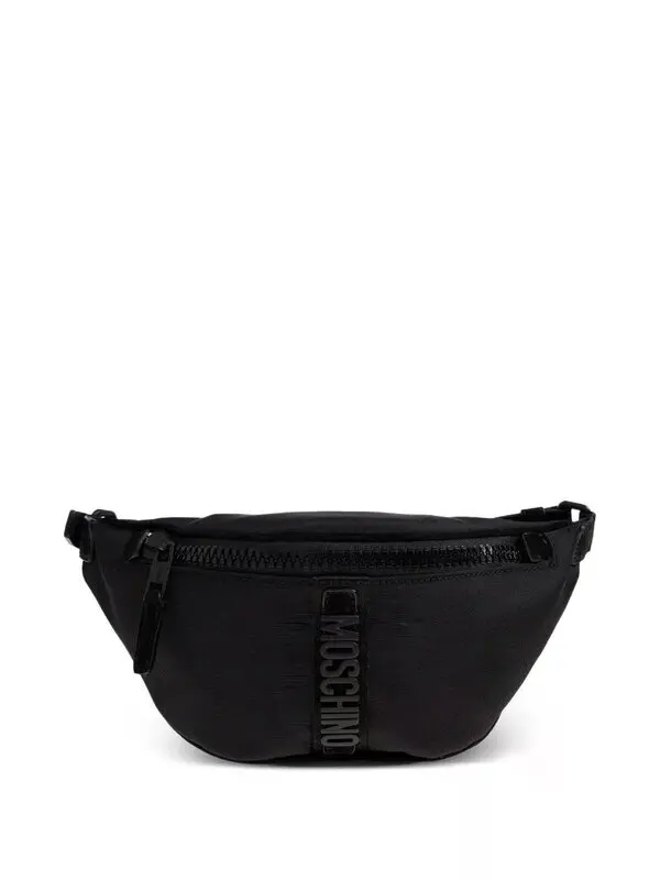 Moschino Logo Zip Belt Bag - Black