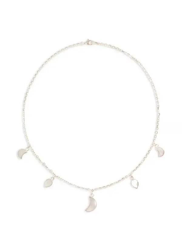 FREYA ROSE Moon-charm Pearl Necklace - Silver