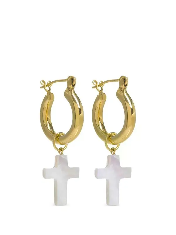 FREYA ROSE Detachable Cross Hoop Earrings - Gold