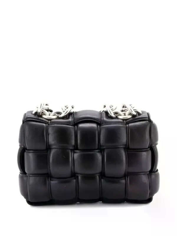 Bottega Veneta Cassette Chain Padded Maxi Intrecciato Leather Crossbody Bag - Black