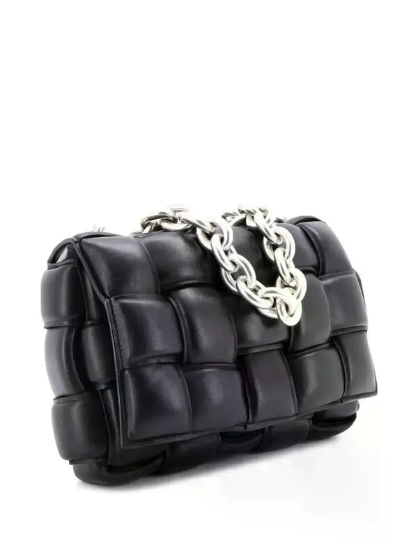 Bottega Veneta Cassette Chain Padded Maxi Intrecciato Leather Crossbody Bag - Black