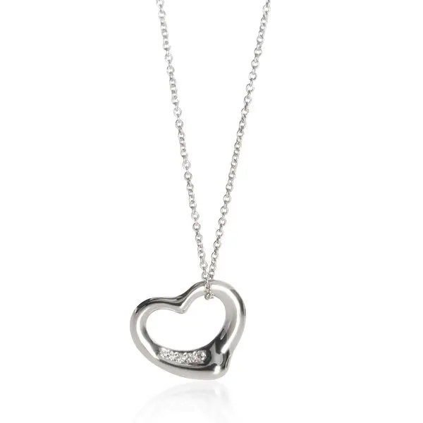 Tiffany & Co. Elsa Peretti Open Heart Diamond Pendant - Platinum