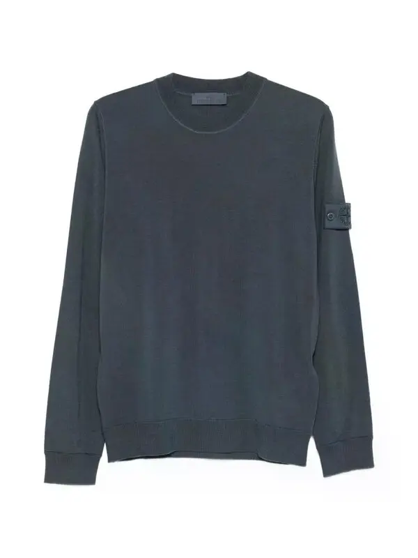 Stone Island Ghost Logo-patch Crewneck Sweater - Blue