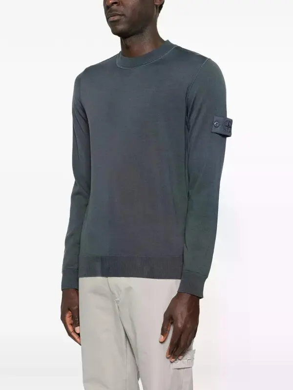 Stone Island Ghost Logo-patch Crewneck Sweater - Blue