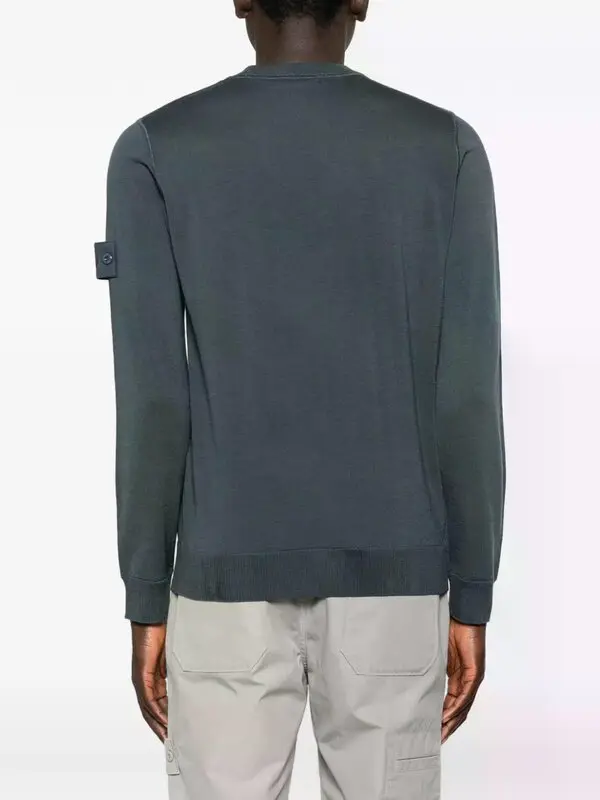Stone Island Ghost Logo-patch Crewneck Sweater - Blue