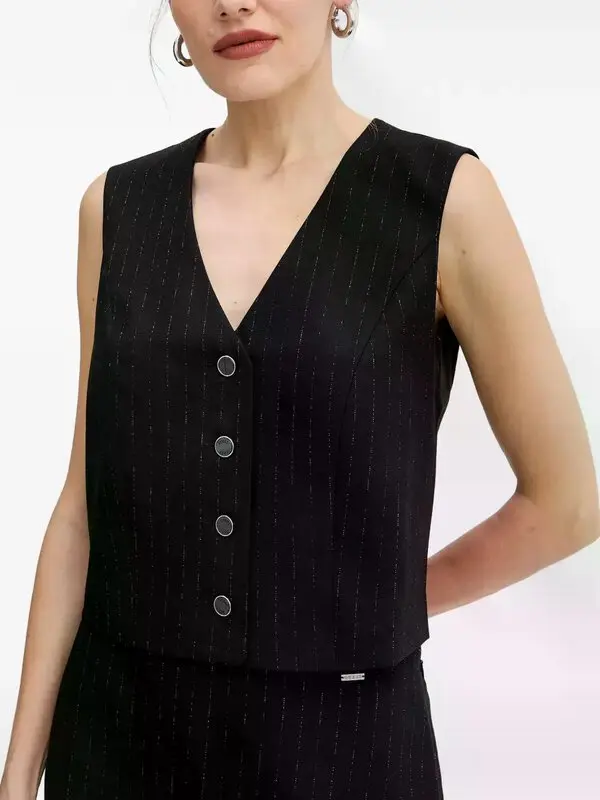 Guess Pinstripe Button Top - Black