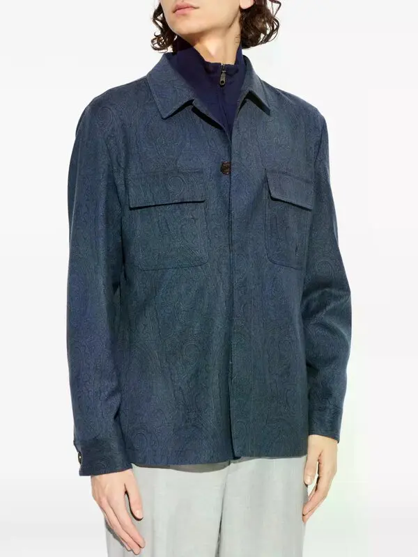 Etro Paisley Pattern Wool Jacket - Blue