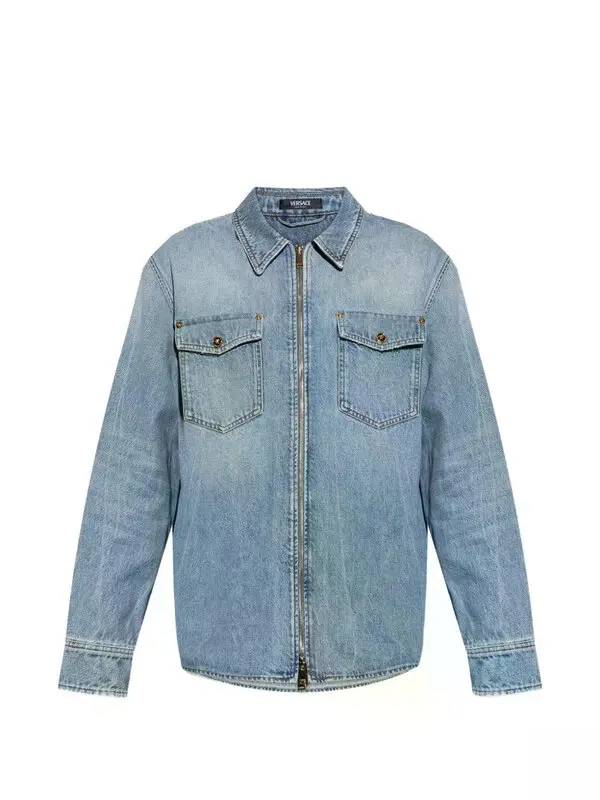 Versace Zipped Chest-pockets Shirt - Blue