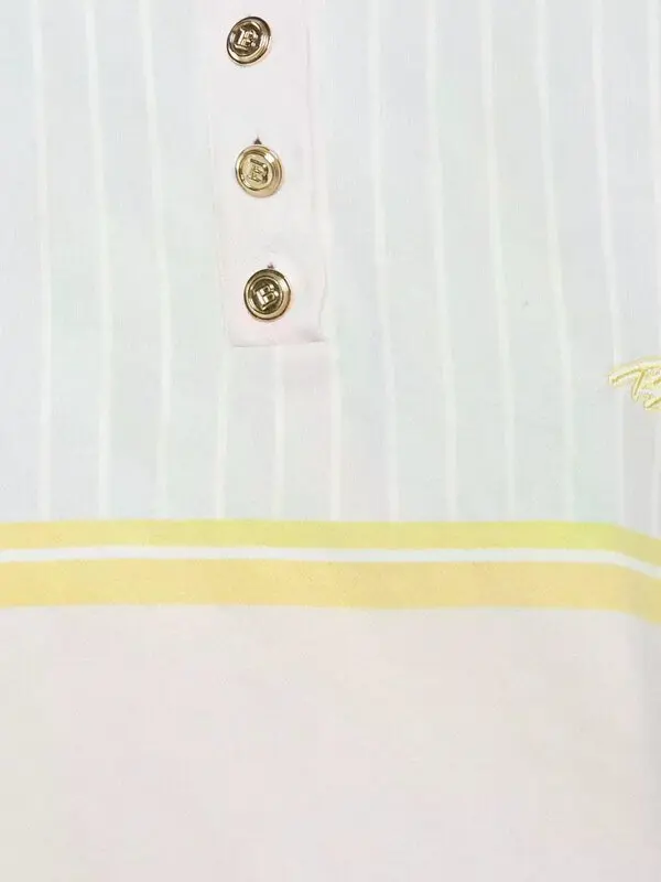 Balmain Striped Cropped Polo Shirt