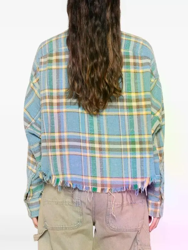 R13 Plaid Frayed Shirt - Blue