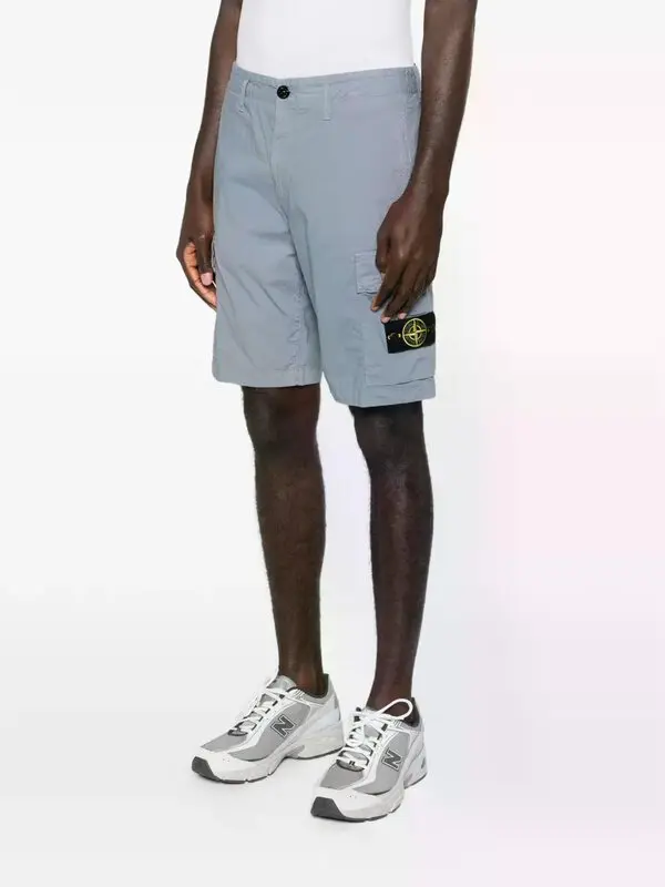 Stone Island Logo Patch Cargo Shorts - Blue