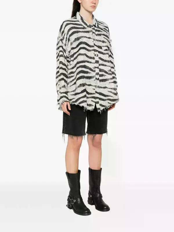 R13 Zebra Frayed Shirt