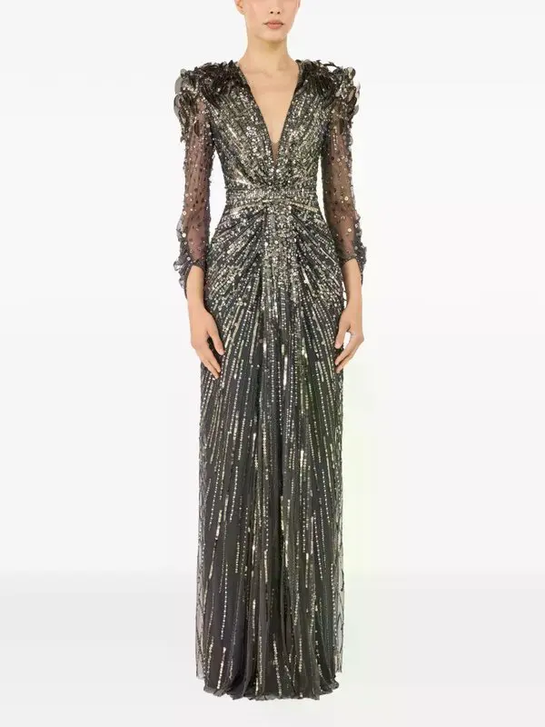 Jenny Packham Xenia Sequin-embellished Maxi Dress