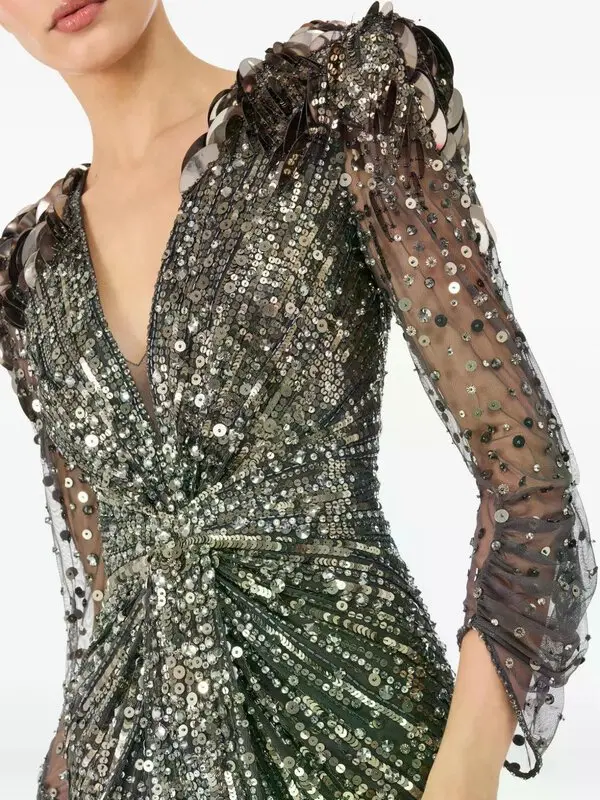 Jenny Packham Xenia Sequin-embellished Maxi Dress