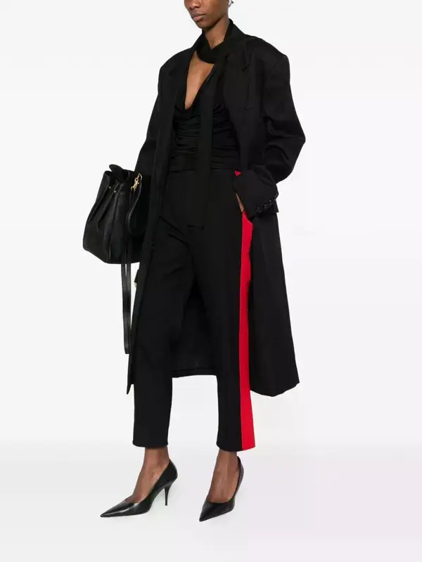 Alexander McQueen High Waist Wool Trousers With Red Stripe Detail