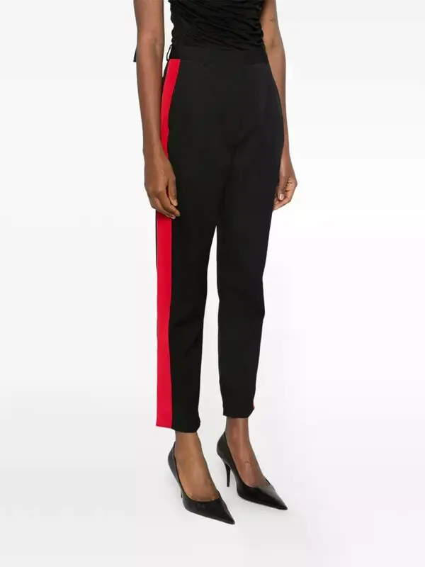 Alexander McQueen High Waist Wool Trousers With Red Stripe Detail
