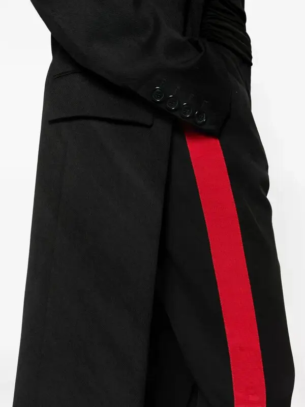 Alexander McQueen High Waist Wool Trousers With Red Stripe Detail