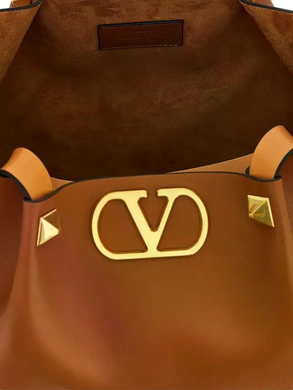 Valentino Garavani Studded V-logo Tote Bag - Brown