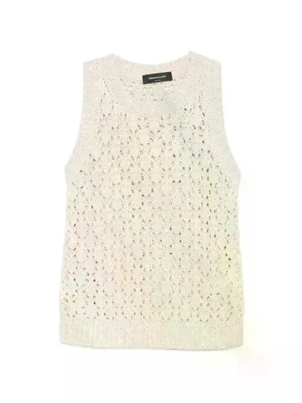 Fabiana Filippi Sequin-embellished Open-knit Vest