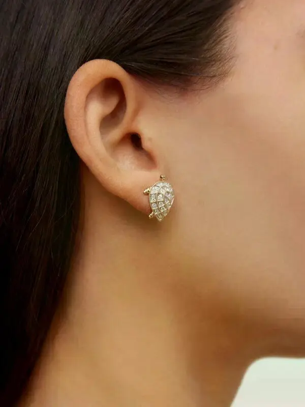 Yvonne Léon Tortoise Diamond Stud Earrings