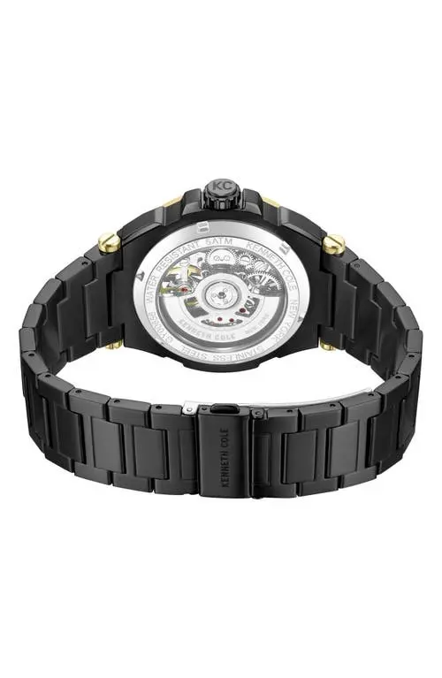 KENNETH COLE Skeleton Automatic Bracelet Watch - Black