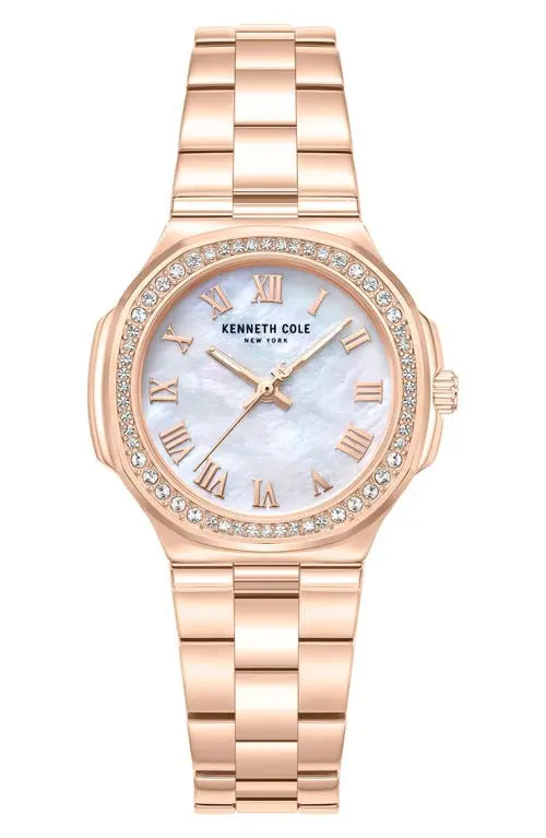 KENNETH COLE Mother-of-pearl & Crystal Bracelet Watch - Pink/rose Gold