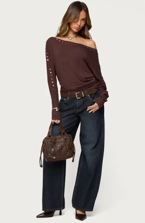 EDIKTED Paola Studded One-shoulder Top