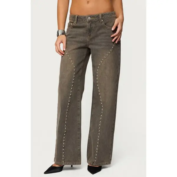 EDIKTED Charliza Studded Low-rise Baggy Jeans