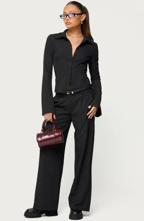 EDIKTED Pinstripe Low-rise Straight-leg Pants