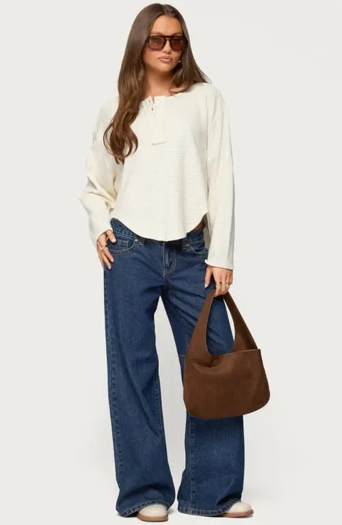 EDIKTED Alisia Oversize Waffle Knit Henley