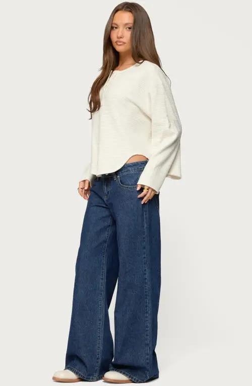 EDIKTED Alisia Oversize Waffle Knit Henley