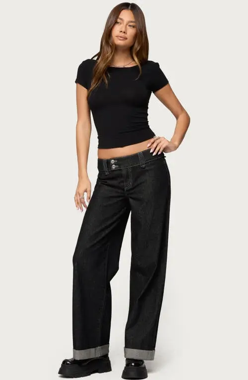 EDIKTED Becca Boat Neck T-shirt - Black