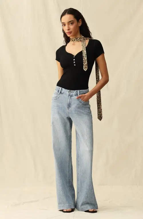 BAYEAS Rhinestone Embellished Wide Leg Jeans