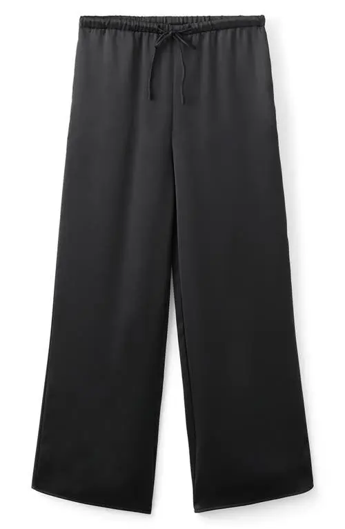 Mango Satin Drawstring Pants - Black
