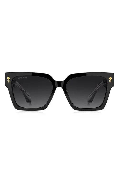 Etro 55mm Rectangular Sunglasses - Black/dark Grey Sf